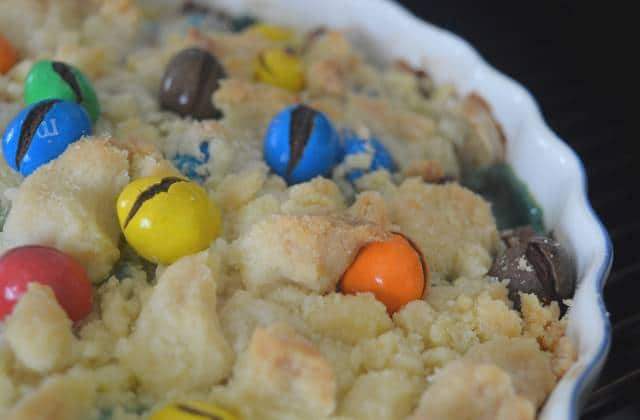 Recette du crumble banane, avec des M&M's dedans